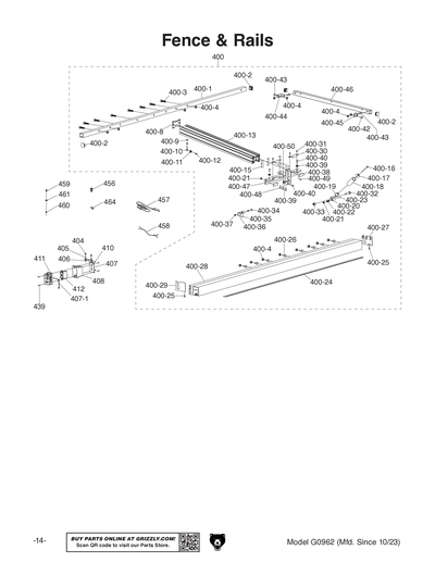 Parts for 10" 2 HP Open-Stand Hybrid Table Saw - Grizzly Industrial, Inc.
