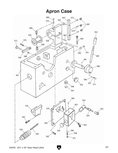 Parts for G4016 13-1/2" x 40" Gear Head Lathe w/ Stand - Grizzly ...
