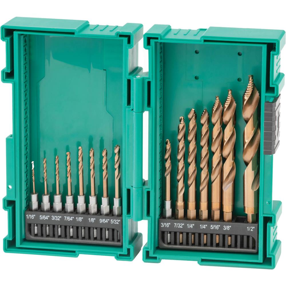 Grizzly PRO T34016 - 15-Pc. M35 Cobalt Step Point Drill Bit Set ...
