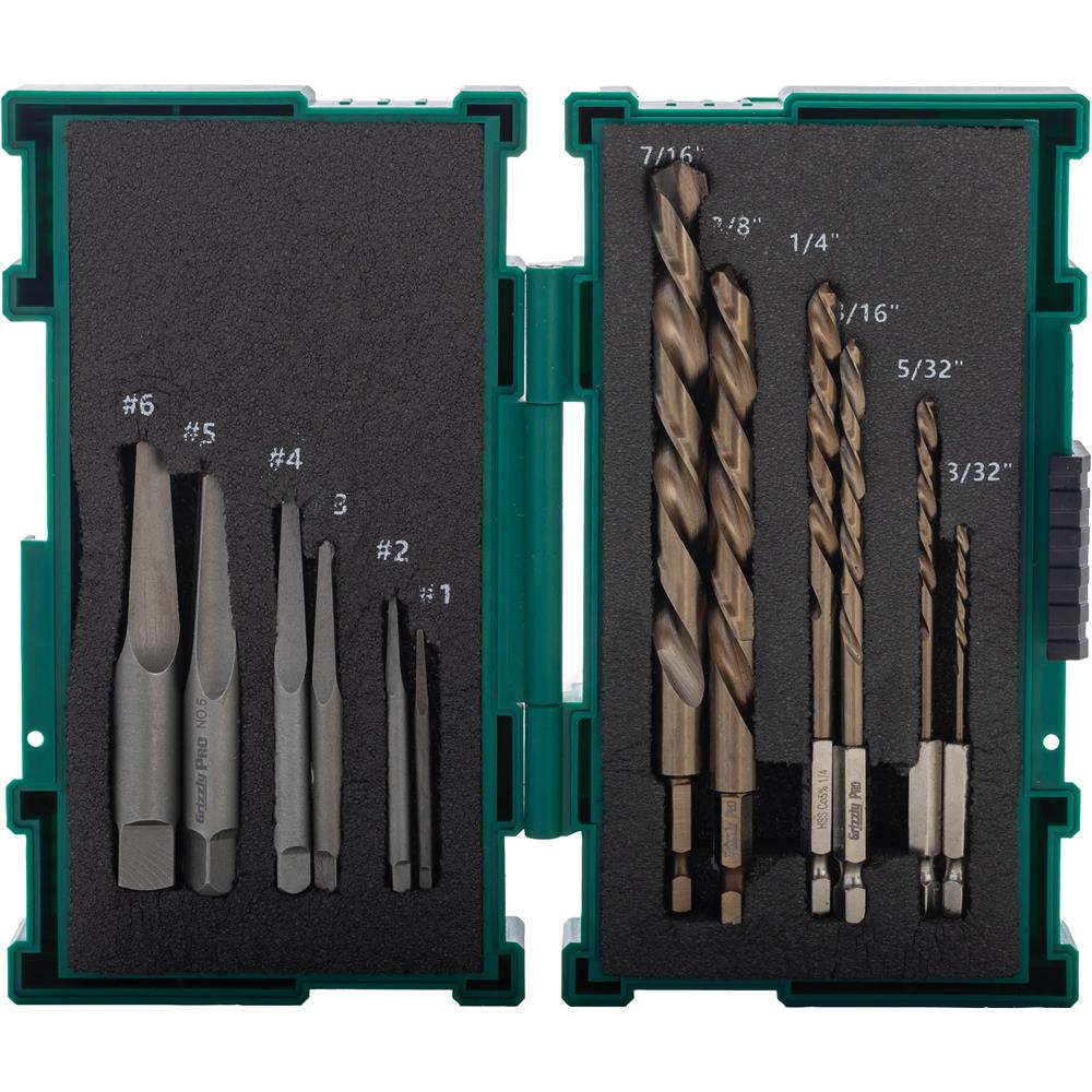 Grizzly PRO T34272 - 12 Pc. M35 Cobalt Drill Bit and Screw Extractor Set - Grizzly Industrial, Inc.