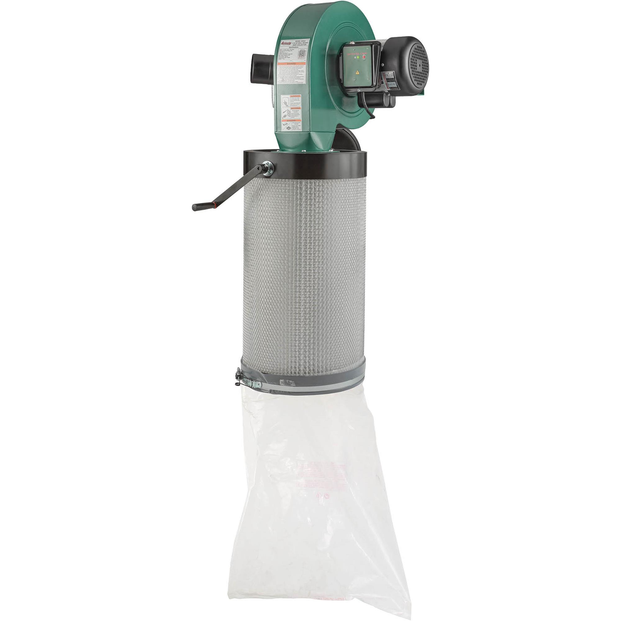 1-1/2 HP Wall Mount Dust Collector with HEPA Filter - Grizzly Industrial
