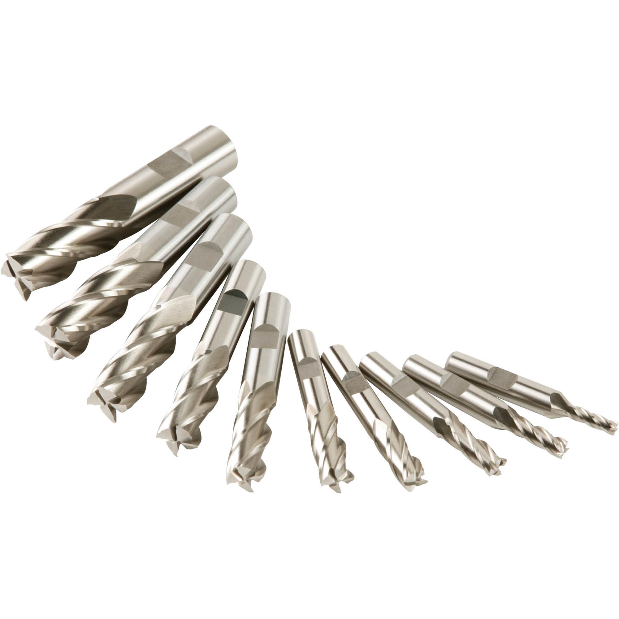 HSS 4 Flute End Mills, 10 pc. Set - Grizzly Industrial, Inc.