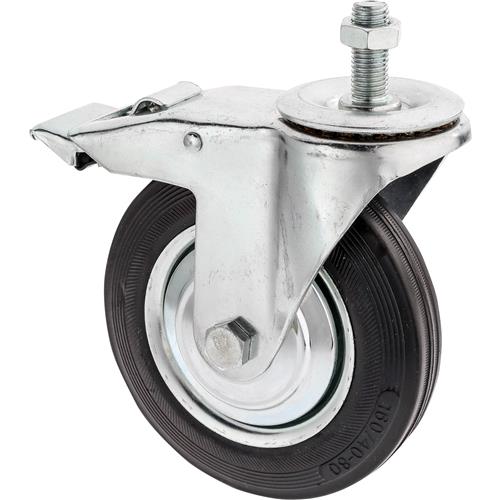 Steelex D2549 - 6-1/4" Black Rubber Swivel Caster w/ Brake, Threaded ...