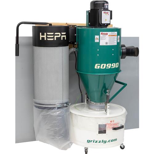 1-1/2 HP HEPA Wall-Mount Cyclone Dust Collector - Grizzly Industrial, Inc.